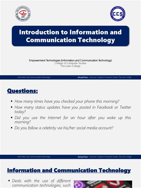 Topic 1 Introduction To Information And Communication Technology