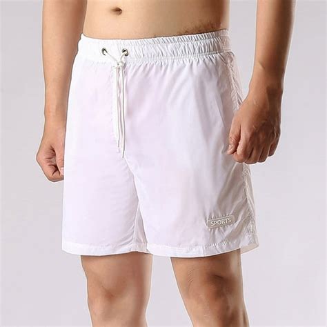 Echfiprom Beach Shorts For Men Big And Tall White Solid Color Elastic