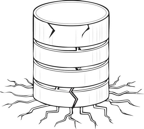 Broken And Cracked Database Symbol With Spreading Roots Conceptual