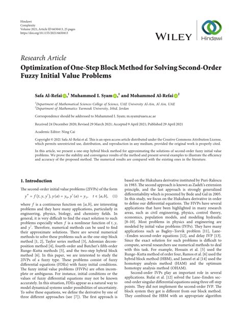 pdf optimization of one step block method for solving second order