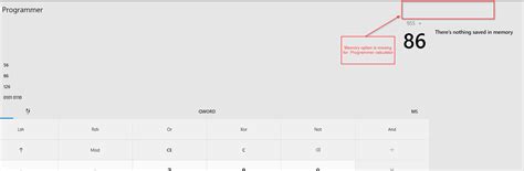 [calculator][wasm]memory option does not display for progammer when