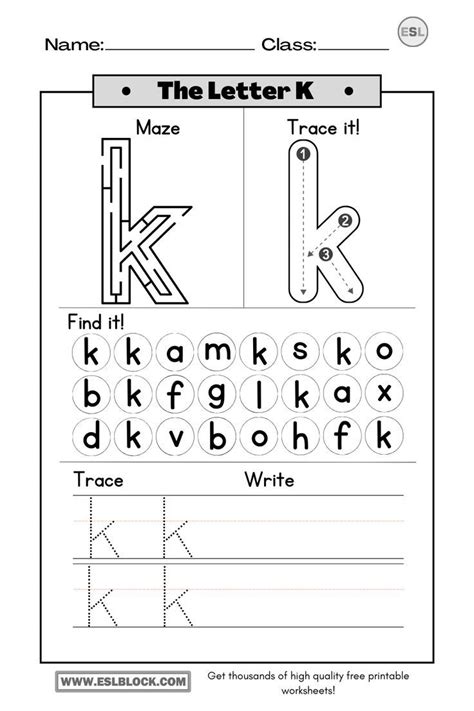 The Letter K Worksheet