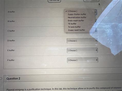 Solved A Buffer B Buffer Choose Zyppy Elution Buffer