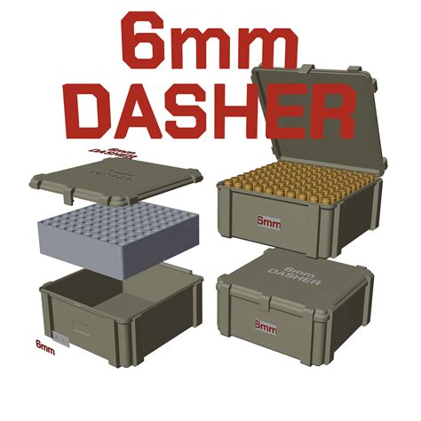 3d File Abox Ammo Box 6mm Dasher Ammunition Storage 202550100 Rounds