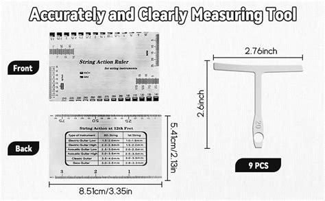 Guitar String Action Gauge Ruler Tool 9 Understring Radius Gauge And 1 Stainless