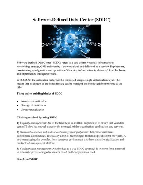 The Future Of Software Defined Data Center Sddc Docx Cloud