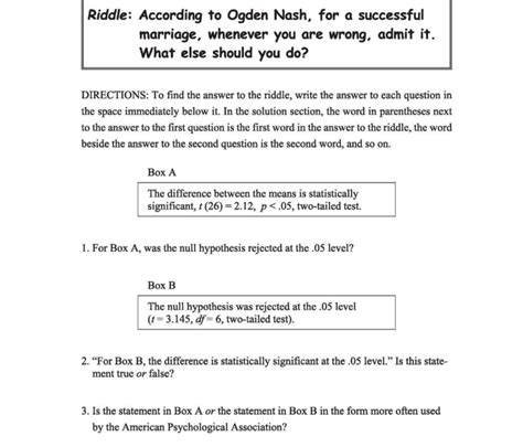 Solved Riddle According To Ogden Nash For A Successful