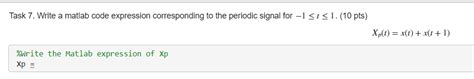 Solved Task Write A Matlab Code Expression Corresponding Chegg