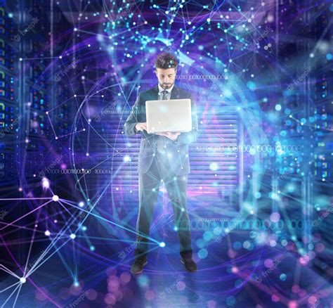 Premium Photo Businessman Works At A Data Center Room With Database Server And Network Effects