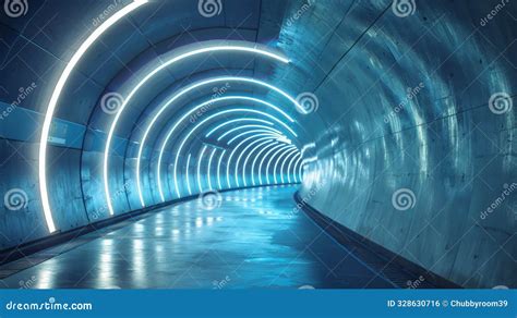 A Sleek And Modern Underground Tunnel With Smooth Curved Walls And