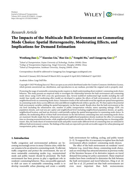 Pdf The Impacts Of The Multiscale Built Environment On Commuting Mode