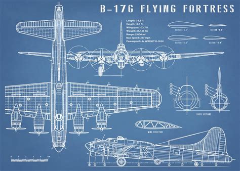 Vintage B 17 Bomber Plane Poster By Action Blueprint Art Displate
