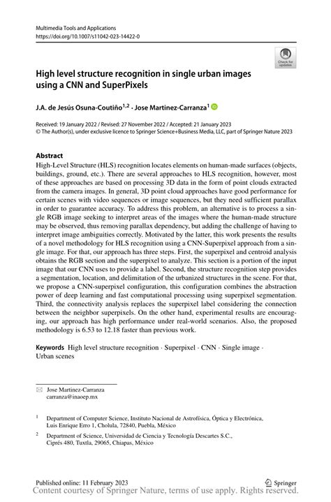 High Level Structure Recognition In Single Urban Images Using A Cnn And Superpixels Request Pdf