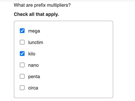 Solved What Are Prefix Multipliers Check All That Apply