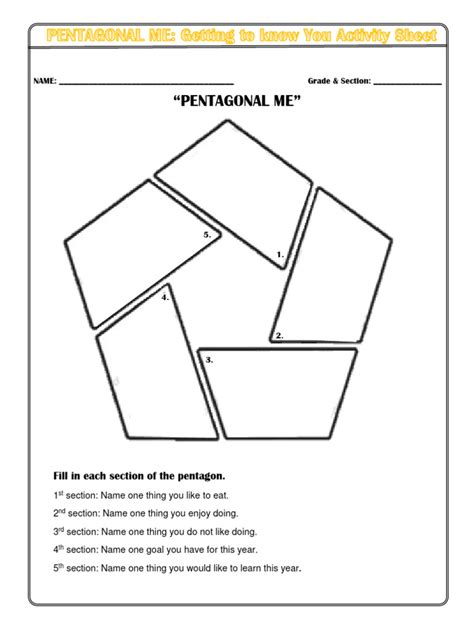 Pentagonal Me Activity Sheet Pdf