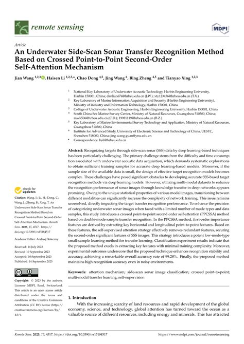 Pdf An Underwater Side Scan Sonar Transfer Recognition Method Based On Crossed Point To Point