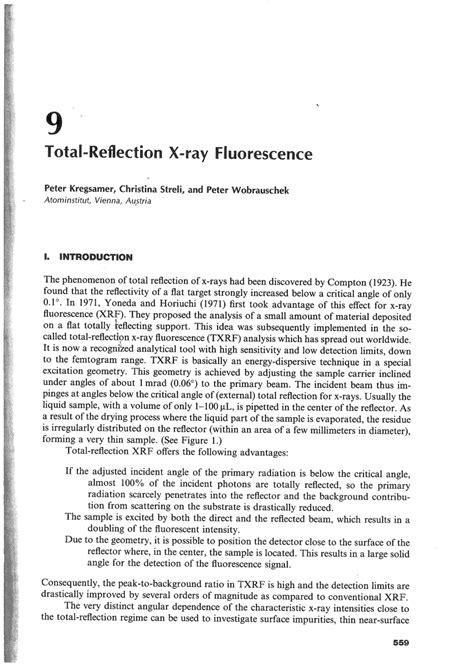 Pdf Total Reflection X Ray Fluorescence
