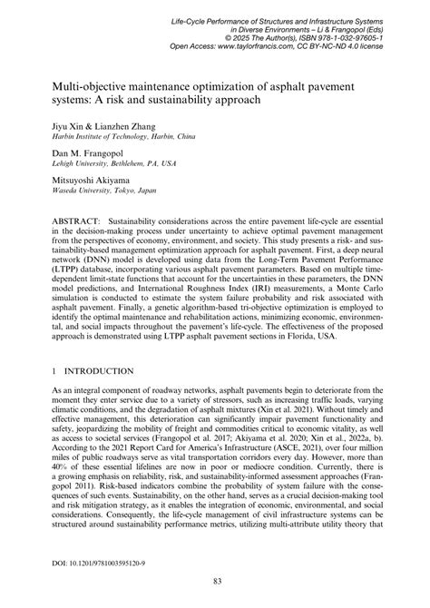 Pdf Multi Objective Maintenance Optimization Of Asphalt Pavement Systems A Risk And