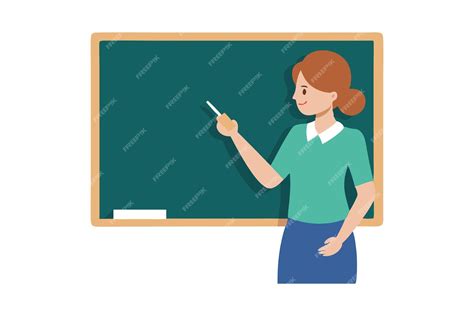 Premium Vector Illustration Of A Teacher Pointing At A Chalkboard In A Classroom Setting