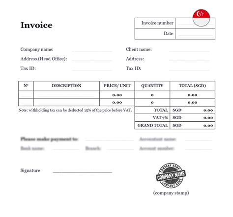 Sample Gst Invoice Singapore New Invoice