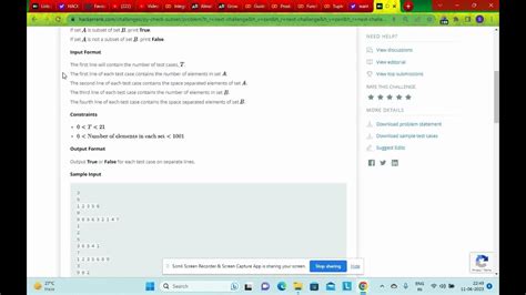 Hacker Rank Problem Solving Checking Subset Youtube
