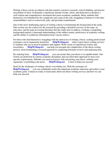 Thesis Background Of The Study Samples Pdf Thesis Theory