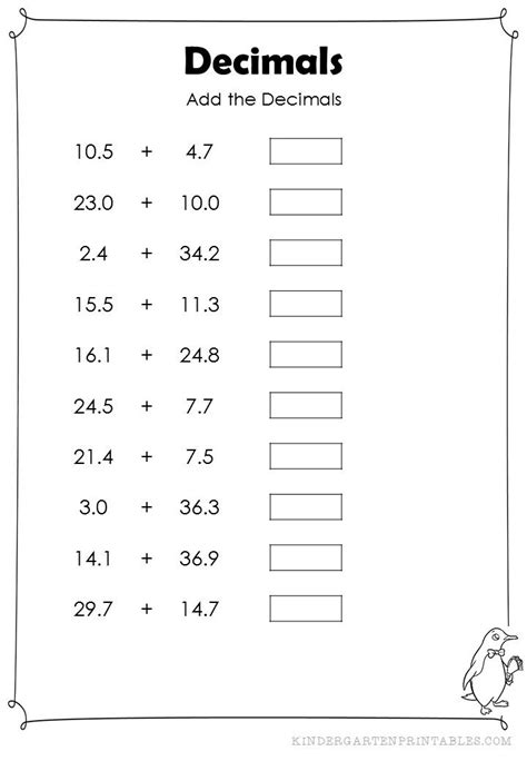 Addition Of Decimals Worksheets Artofit