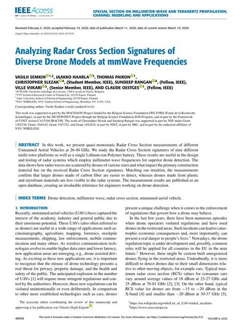 Pdf Analyzing Radar Cross Section Signatures Of Diverse Drone