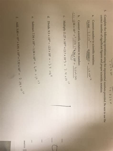 Solved Complete The Following Operations Using The