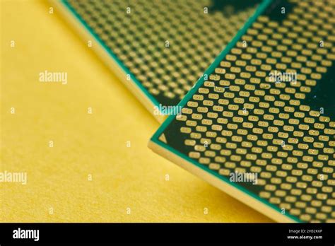 Macro Shot Of Computer Microchip Processor Global Chip And