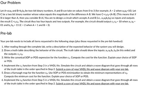 Solved Our Problem Let A A1ao And B B1bo Be Two Bit Binary