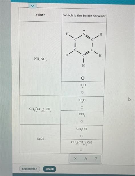 Solved Solute Which Is The Better Solvent H H H No Chegg Com