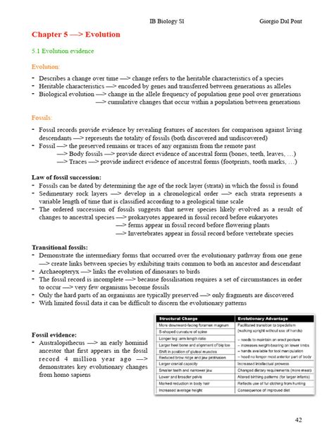 Biology Evolution Notes Pdf Evolution Natural Selection