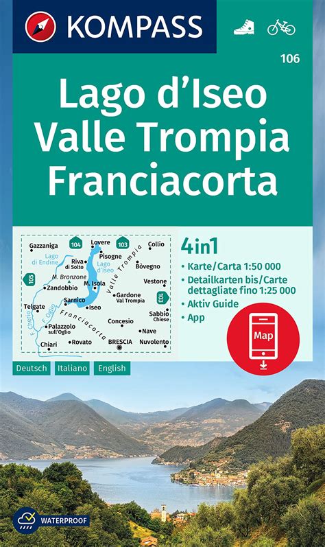 Hiking Map No 106 Lake Iseo And Franciacorta Italy Kompass Cartovia