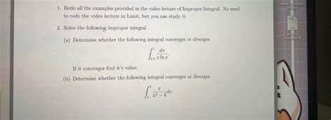 solved 1 redo all the examples provided in the video