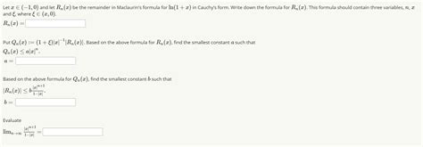 solved let x∈ −1 0 and let rn x be the remainder in