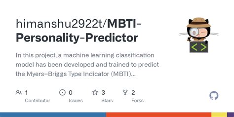 Github Himanshu2922t Mbti Personality Predictor In This Project A Machine Learning