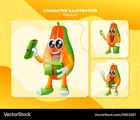 Cute Papaya Characters Receiving Ts Royalty Free Vector