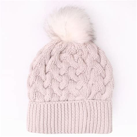 کلاه زمستانه دخترانه بافت درشت سفید