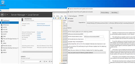 how to correctly type intranet update service for detecting updates