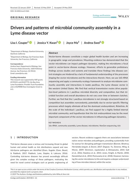 (PDF) Drivers and patterns of microbial community assembly in a Lyme disease vector