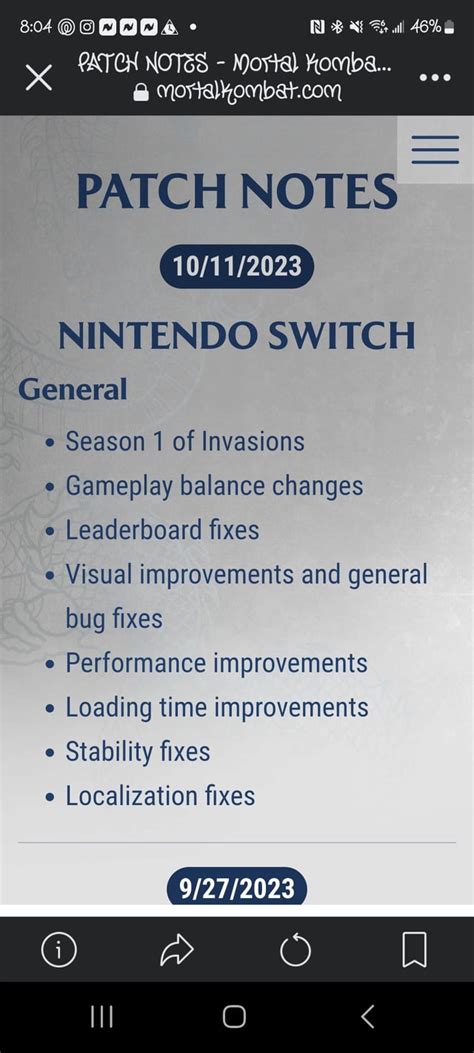 Switch Patch Is Live Rmortalkombatleaks