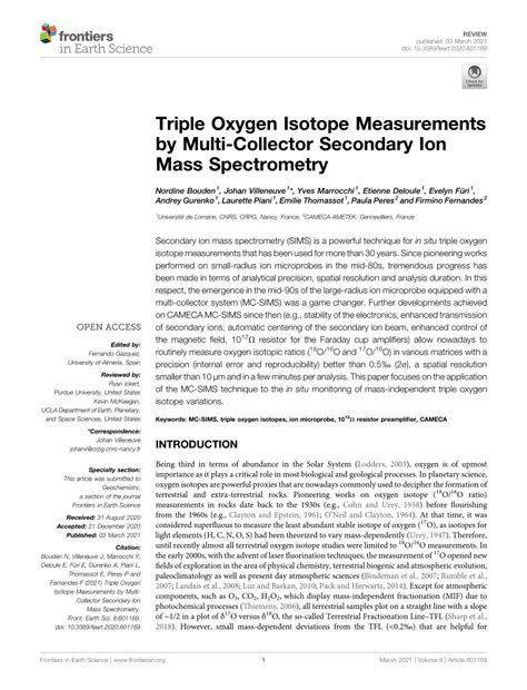 Pdf Triple Oxygen Isotope Measurements By Multi Collector Secondary Ion Mass Spectrometry