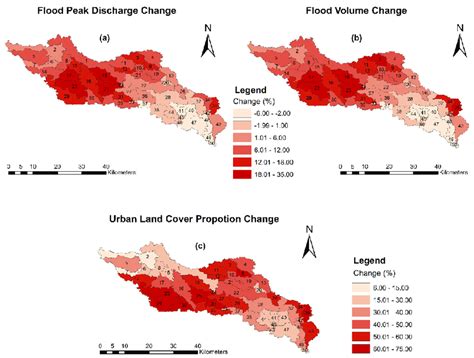 Spatial Variations Of Flood Peak Discharge A Flood Volume B And Download Scientific