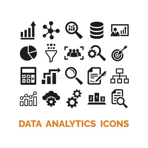 Data Analytics Icons Set On White Background Stock Illustration Illustration Of Database Flow