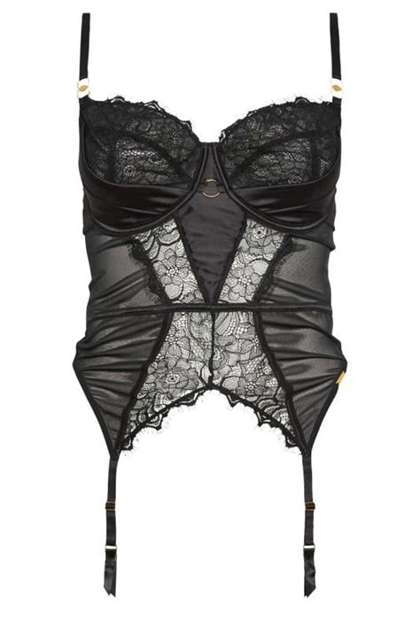 Yours Plus Size Black Lace Detail Basque Yours Clothing