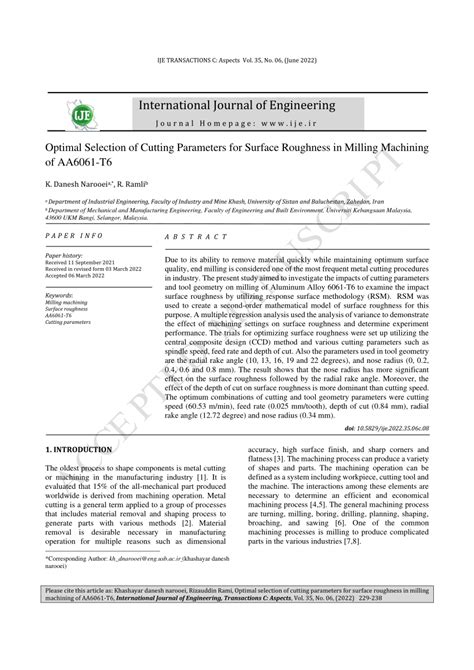 pdf optimal selection of cutting parameters for surface roughness in