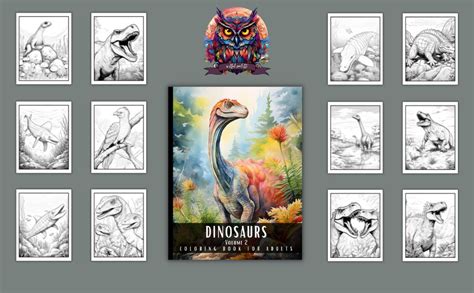 Adult Coloring Book Dinosaur Volume 2 Large Print Stress