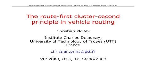 download pdf the route first cluster second principle in vehicle routing