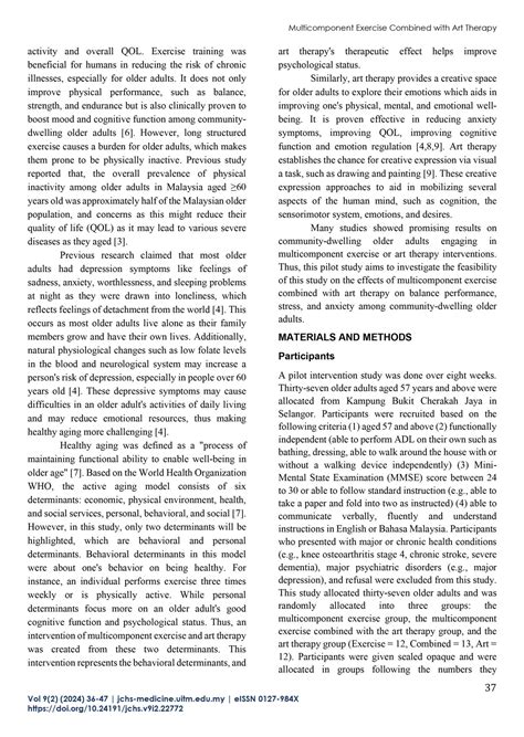 The Effectiveness Of Multicomponent Exercise Combined With Art Therapy On Balance Stress And